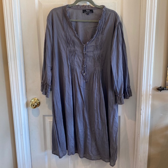 APU | Dresses | Apu A People United Xl Blue Gray Gauze Cotton Dress ...